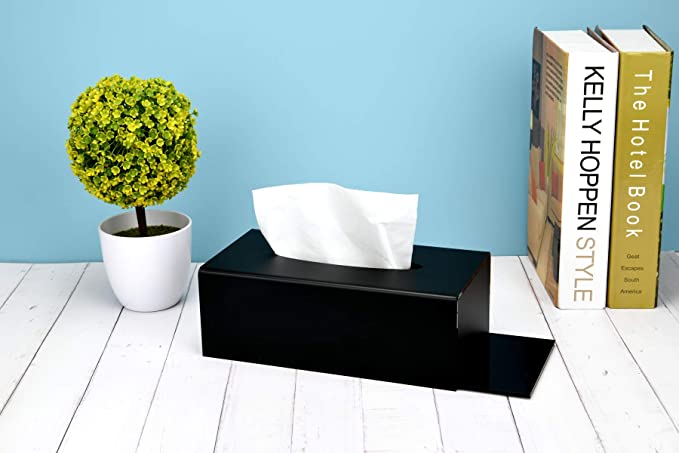 Acrylic Tissue Box Cover Rectangular Facial Tissue Holder Black Amenities Depot
